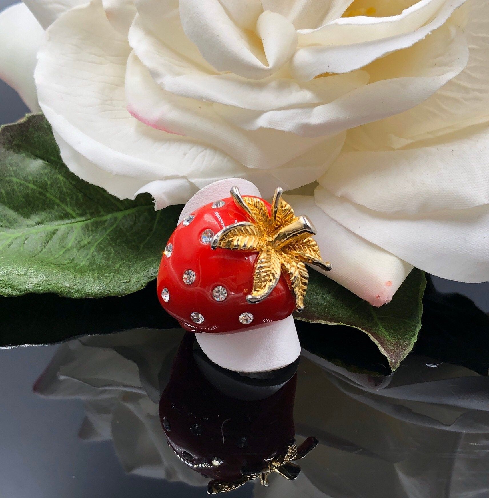 Red Strawberry Resin Ring, Statement Ring, Chunky Ring, Strawberry Ring