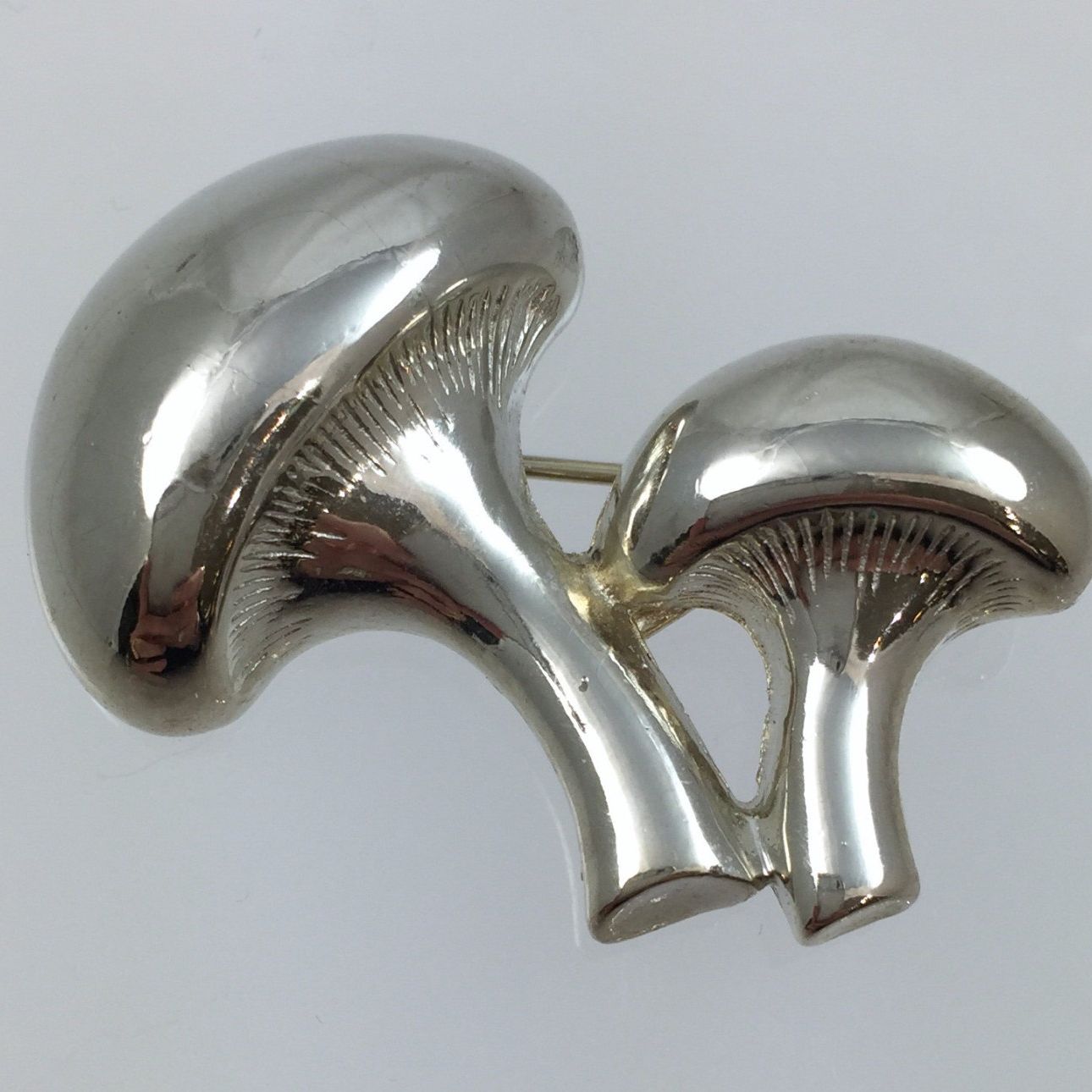 Silver Mushroom Brooch - Vintage Sixties